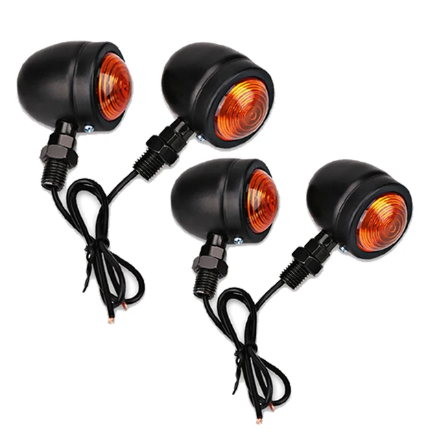 4PCS Retro Motorcycle Turn Signals Motorcycle Accessories Universal 12V ...