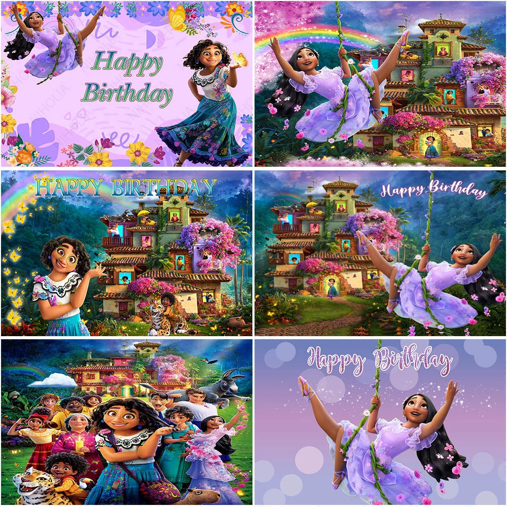 Disney Encanto Backdrop Kids Girls Birthday Party Mirabel Princess Baby ...