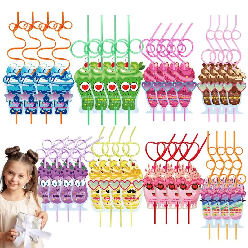Cute-Special-Crazy-Straw-Paper-Card-Set-Reusable-Drink-Straws-Adult ...
