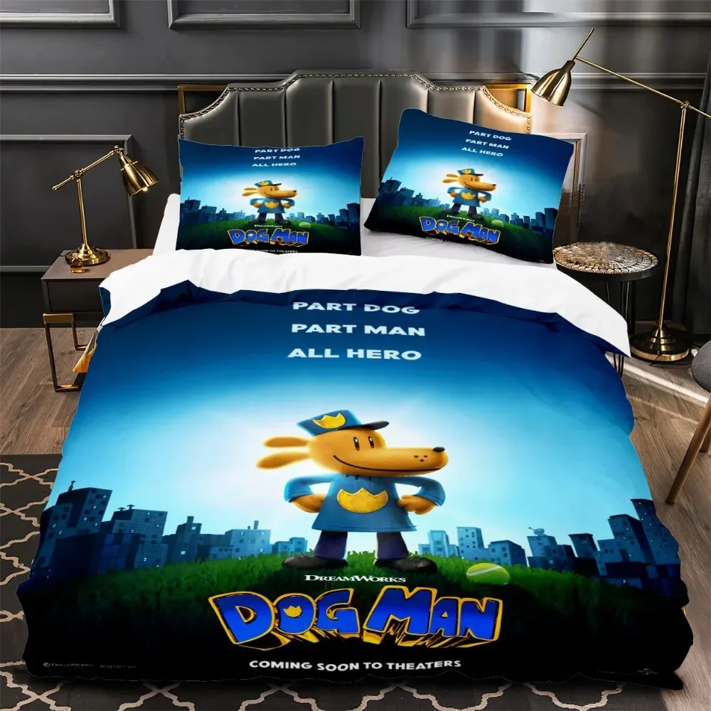 Cartoon Dog Man 3D Printed Duvet Case Pillowcase Bedding Set Twin Full ...