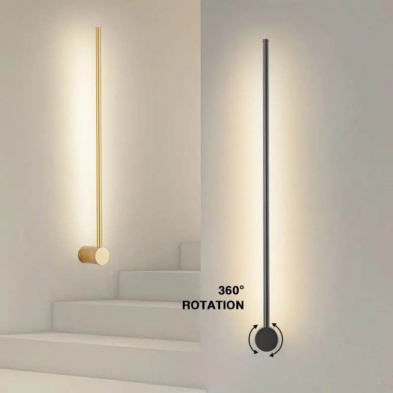 360-Rotation-LED-Wall-Lights-Black-Gold-Interior-Wall-Lamps-Minimalist ...