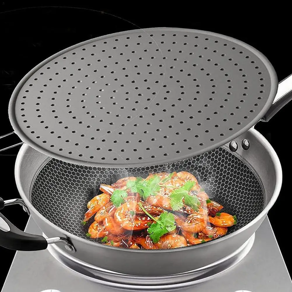 Silicone-Splash-Guard-With-Handle-Oil-Splash-Guard-Tools-Lid-Pan-Drain ...