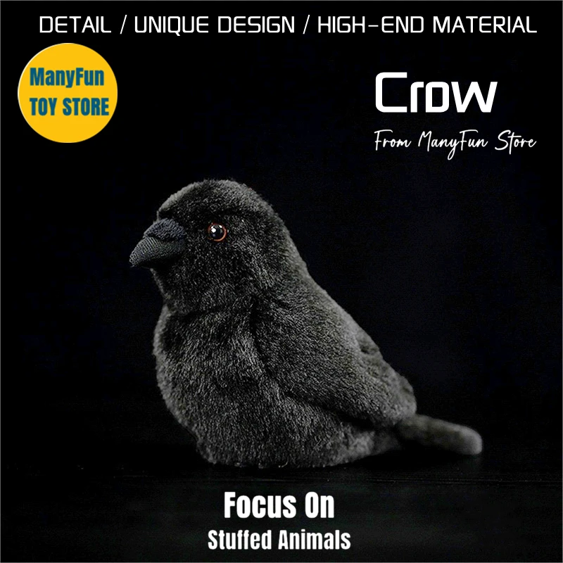 Crow-Plush-Toy-Corvus-Corax-Plushie-Raven-Peluche-Lifelike-Birds ...