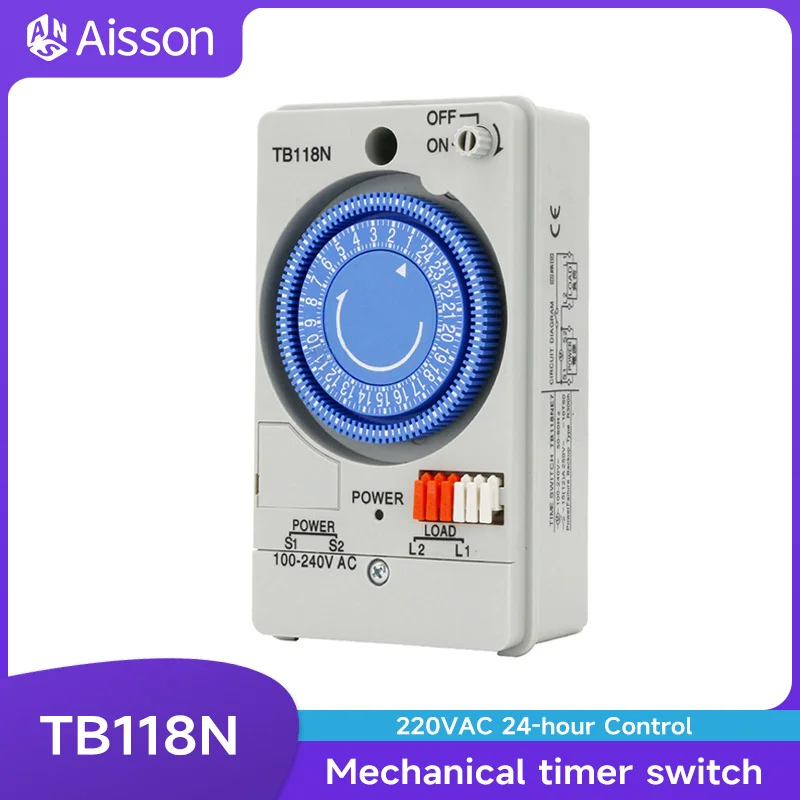 TB118N-24-Hours-Mechanical-Time-Switch-Relay-Timer-220VAC-Quartz-Motor ...