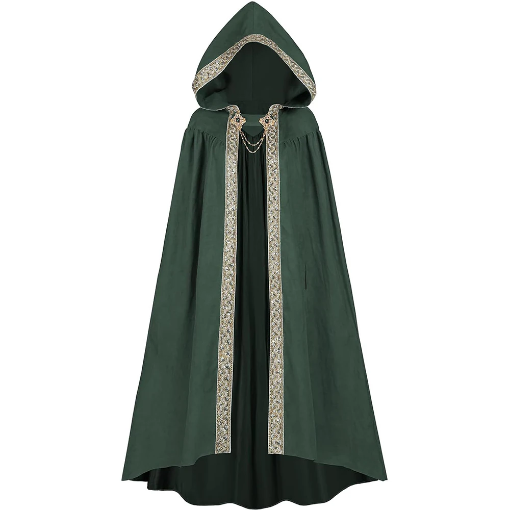 Halloween Cloak Cape Retro Pastoral Ribbon Edge Hooded Cloak Medieval ...