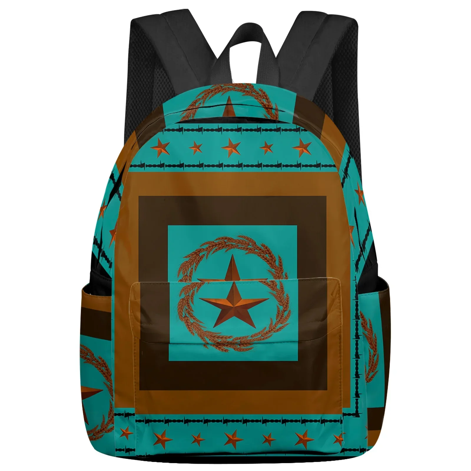 Turquoise-Western-Texas-Star-Feminina-Backpacks-Teenagers-Student ...
