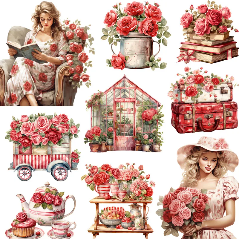20Pcs/Pack Rose Girl Sticker DIY Craft Scrapbooking Album Junk Journal ...