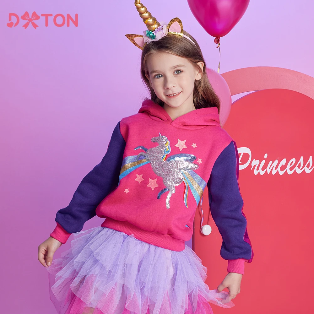 DXTON-Kids-Hooded-Sweatshirt-Toddler-Girls-Costumes-Unicorn-Sequin ...