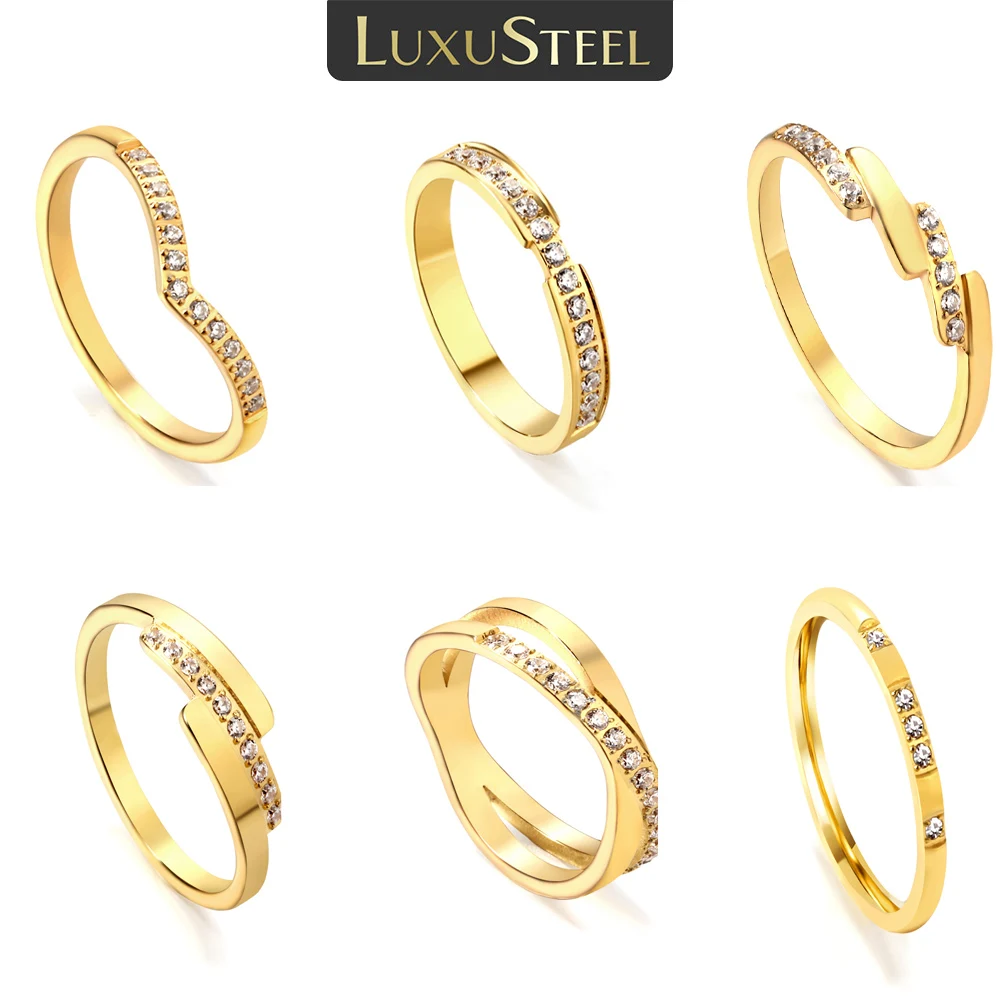LUXUSTEEL-Bagues-de-mariage-cor-ennes-pour-femmes-acier-inoxydable-dor ...