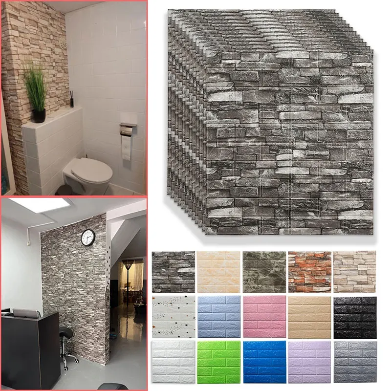 10Pcs-3D-Self-Adhesive-Panel-Imitation-Brick-Wall-Stickers-Waterproof ...