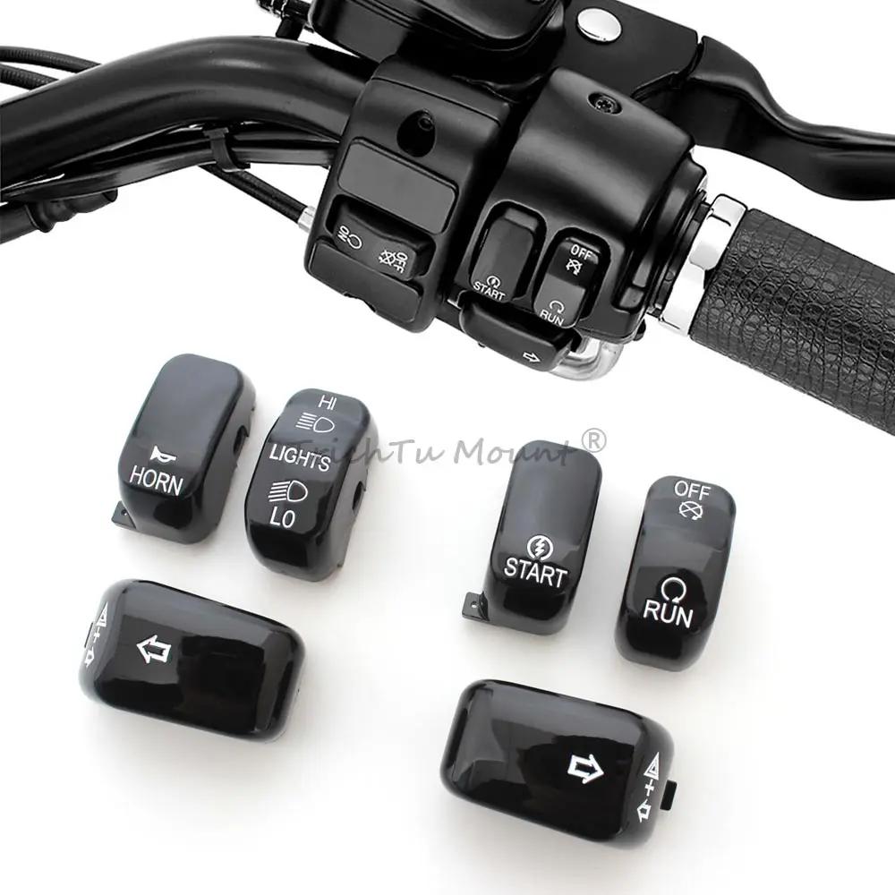 Motorcycle-Black-Hand-Control-Buttons-Switch-Housing-Caps-Cover-Fits ...