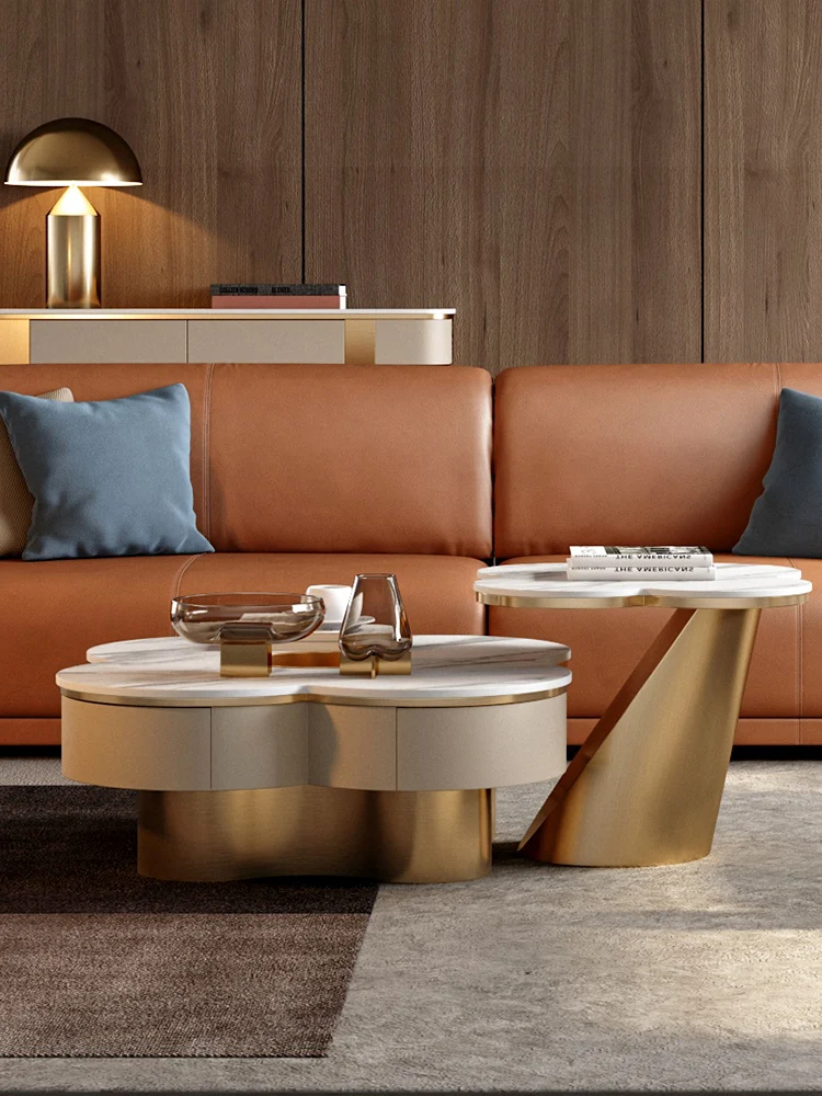 Slate coffee table light luxury modern living room design special ...