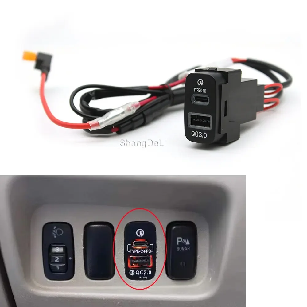Quick-Charge-Car-Charger-Adapter-TYPE-C-PD-USB-Interface-Socket-For ...