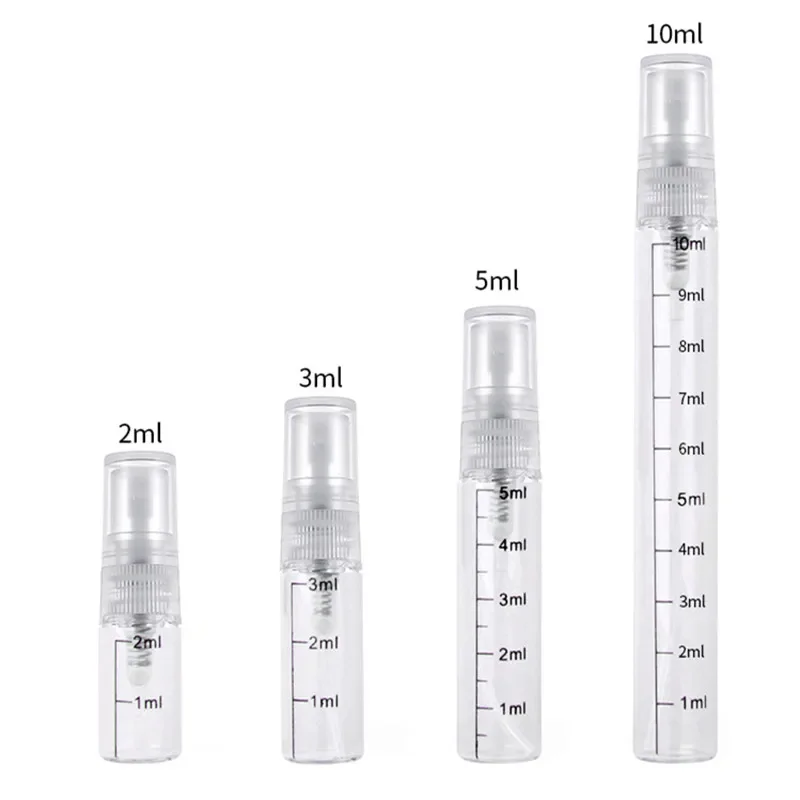 100pcs 2ml 3ml 5ml 10ml Scale Glass Bottle Spray Empty Perfume Travel Atomizer Cosmetic ...
