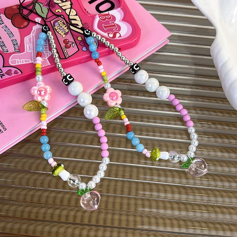 Sweet-Style-Pink-Dopamine-Peach-Blossom-Cellphone-Chain-DIY-Handmade ...