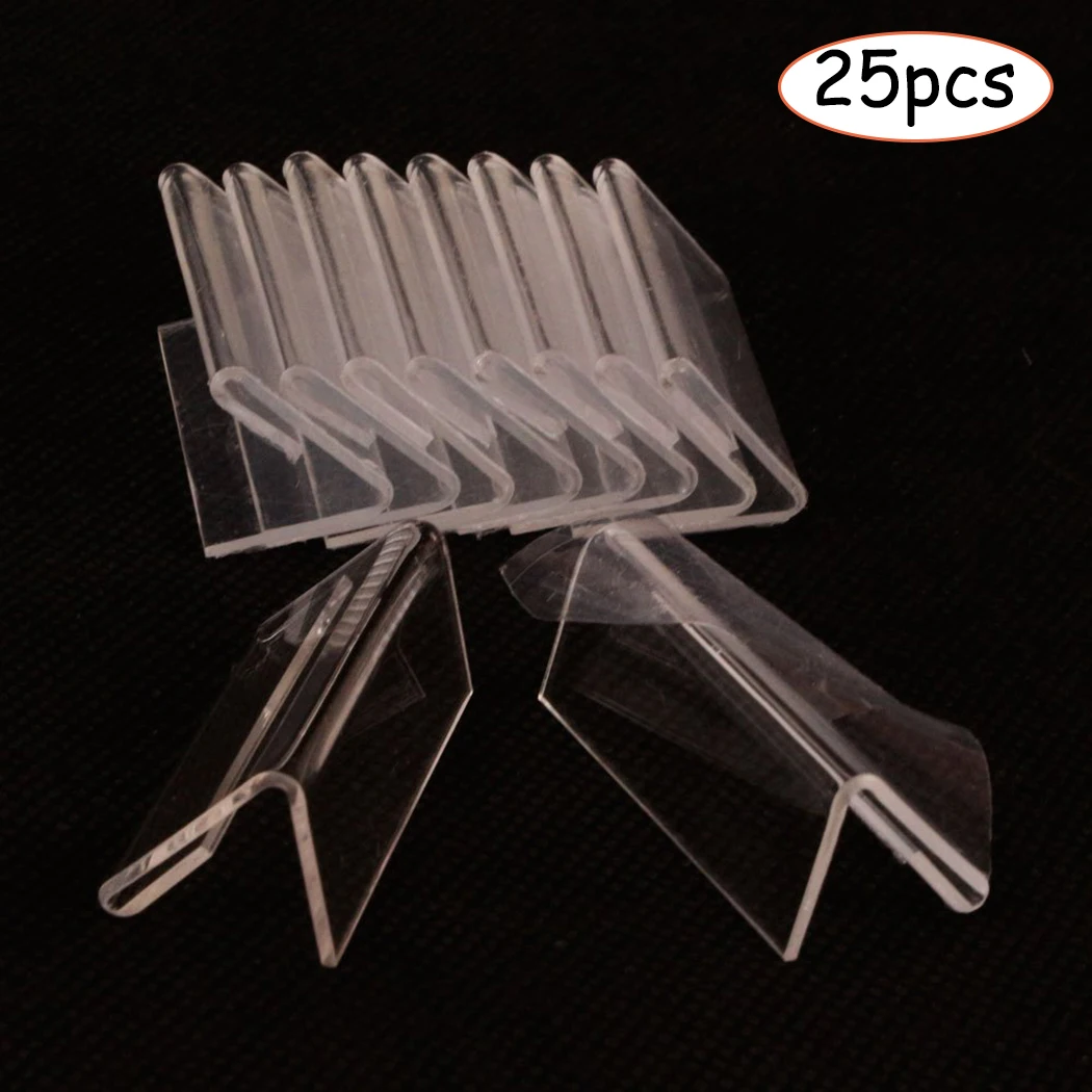 25pcs-Clear-Price-Tag-Clip-Sign-Card-Holder-Stands-Poster-Racks-Plastic ...