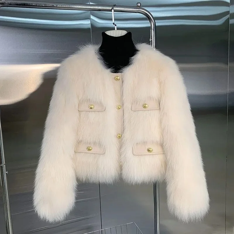 Fashion Pink Rich And Rich High Sense Little Furry Mink Fur Coat Warm ...
