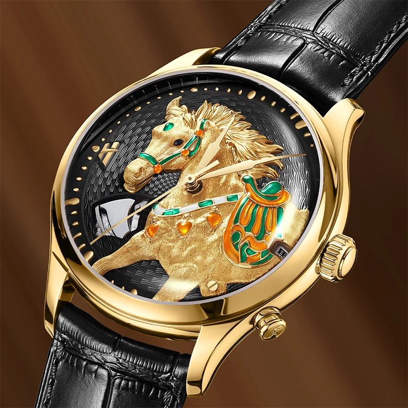 Lucky Harvey 2026 Horse Hourly Chiming Watch 3D Enamel Dial Automatic ...