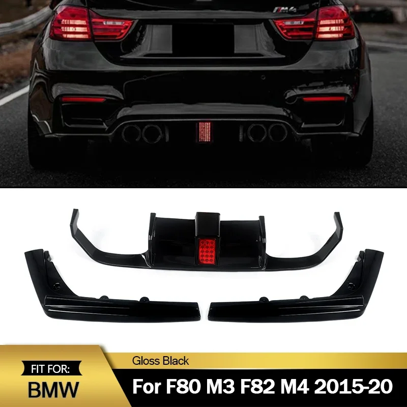 Rear-Bumper-Diffuser-Lip-W-LED-PSM-For-BMW-F80-M3-F82-M4-2015-2020 ...