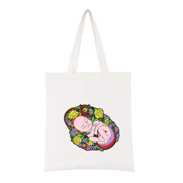 Flower Organs Brain Heart Teeth Uterine Pattern Bag Interior Pocket ...