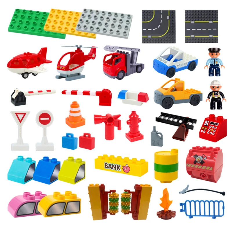 Big Building Blocks Compatible Large Bricks Road Plate Car Parking Pole ...