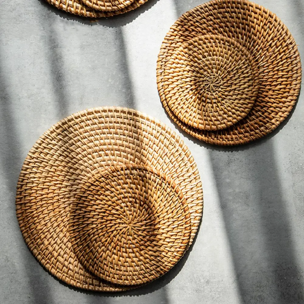 6PCS-Table-Mat-Handmade-Rattan-Creative-Placemat-Dining-Table-Bowl-Mat ...