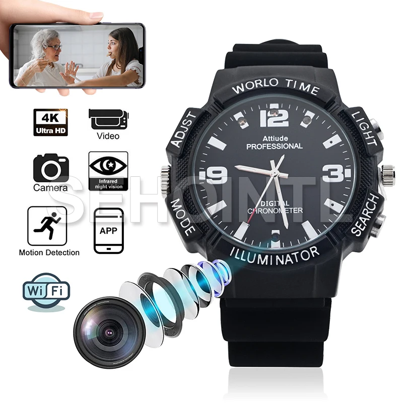 4k Ultra Hd Mini Watch Camera Wireless Portable Wifi Cam With Ir Night ...