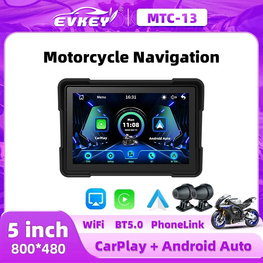 EVKEY-MTC13-portabel-layar-tampilan-Carplay-Apple-antiair-sepeda-motor ...