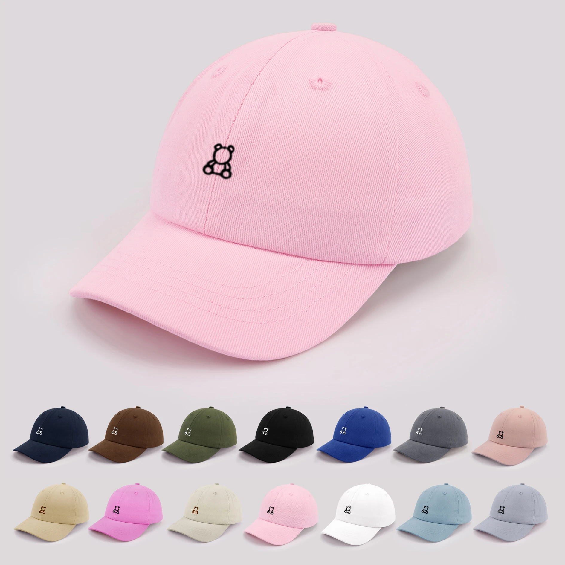 Cartoon Bear Baby Baseball Cap Cute Solid Color Toddler Sun Hat with ...