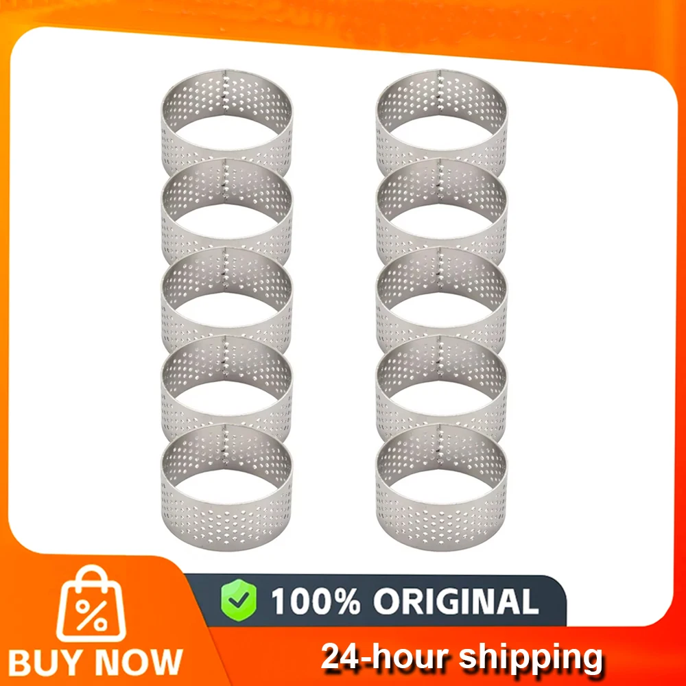 10Pcs-4-5cm-Round-Stainless-Perforated-Seamless-Tart-Ring-Quiche-Ring ...