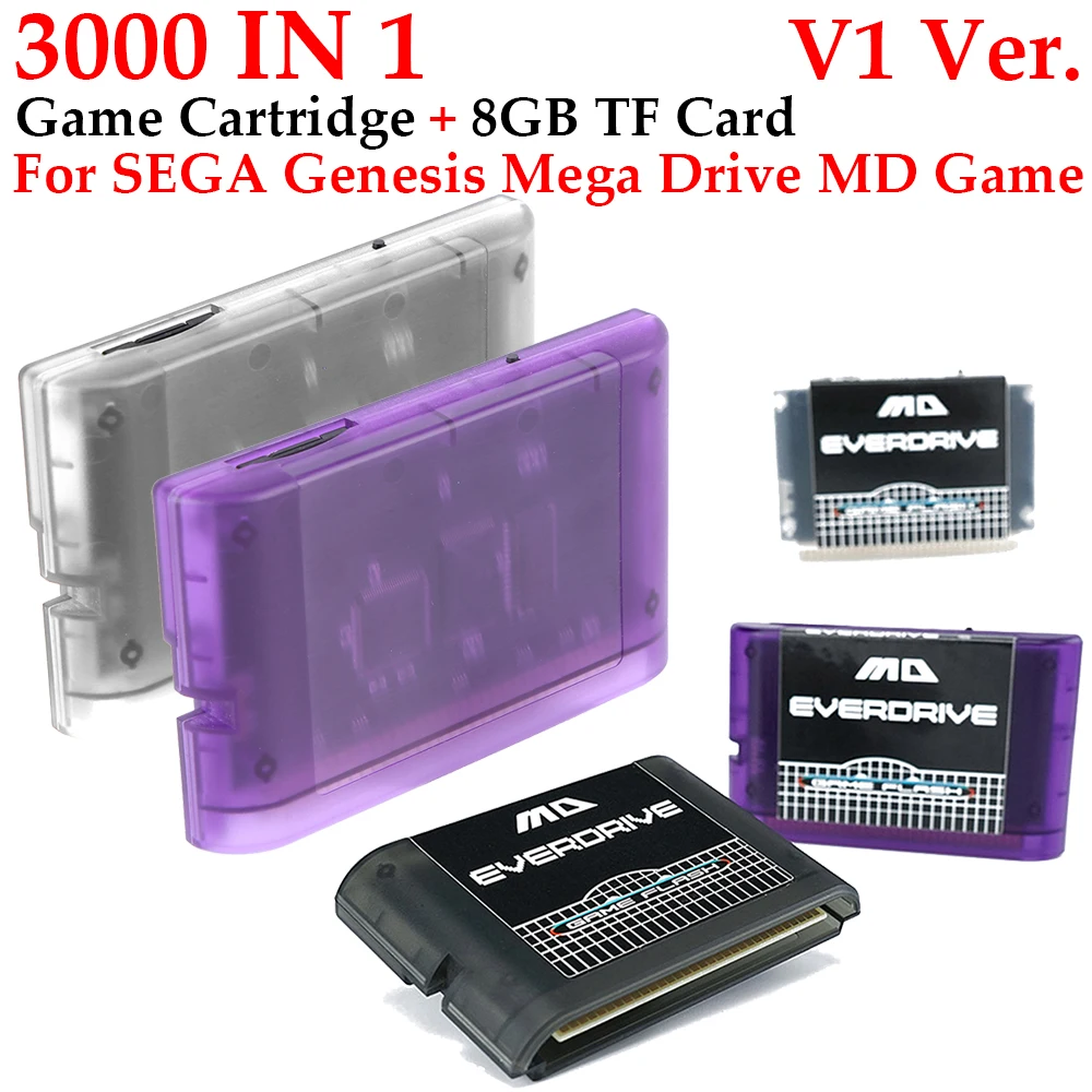 Mega-Everdrive-V1-Cartucho-MD-Game-Cassette-3000-em-1-Consola-de-Jogos ...