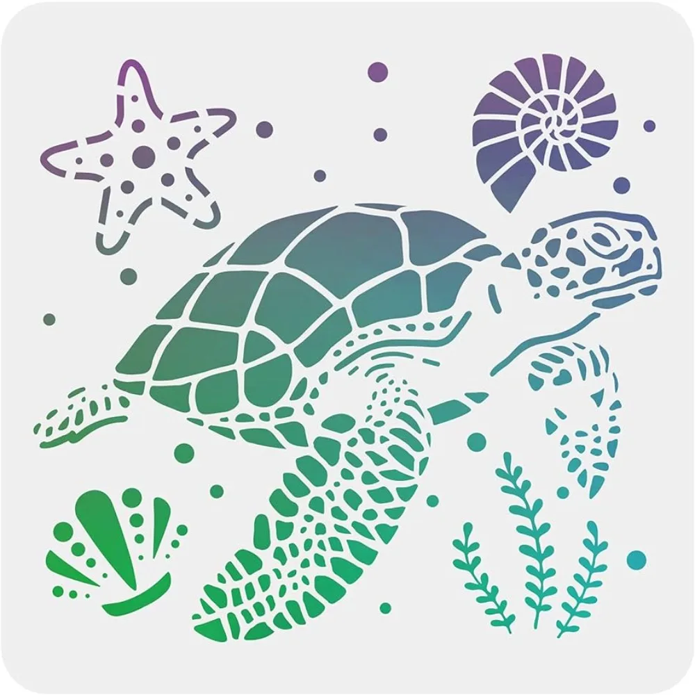 Tortoise-Stencils-11-8x11-8-inch-Sea-Animal-Templates-Plastic-Starfish ...