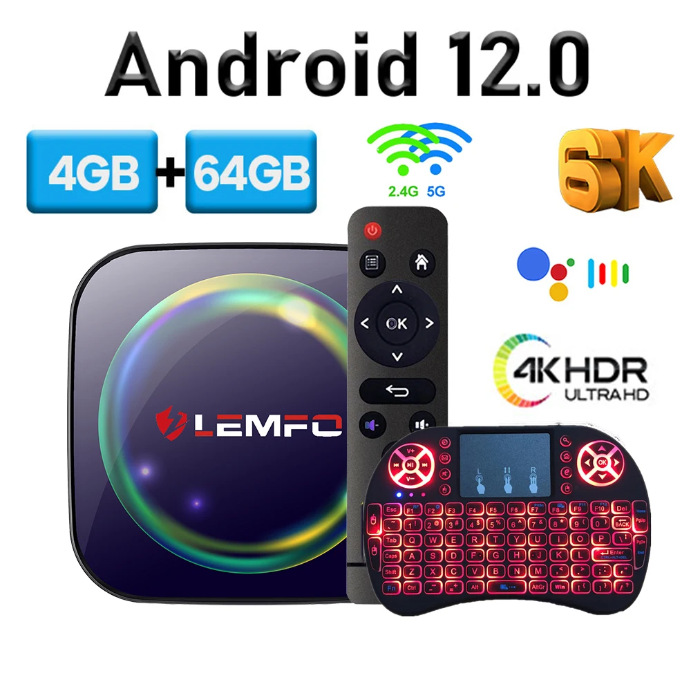 LEMFO-Dispositivo de TV inteligente, decodificador con Android 12, 4 GB ...