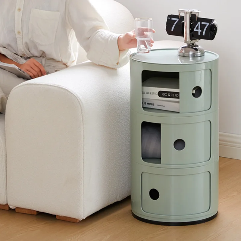 Bedside Table Plastic Modern Minimalist Bedroom Round Side Cabinet Locker Home European Storage ...