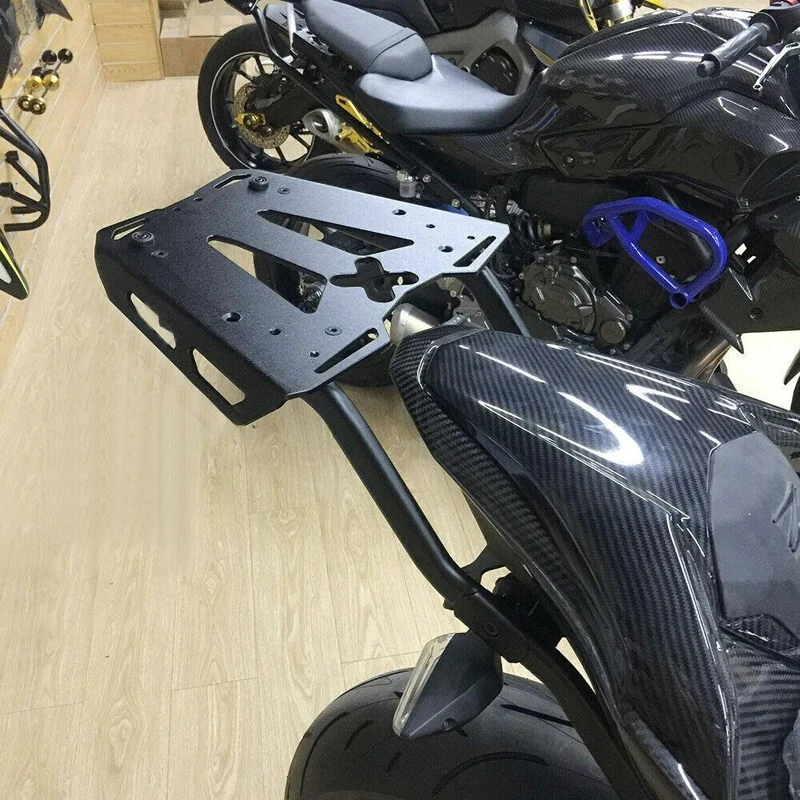 Black-Motorcycle-Rear-Carrier-Plate-Luggage-Rest-Rack-Cargo-Shelf-Carry ...