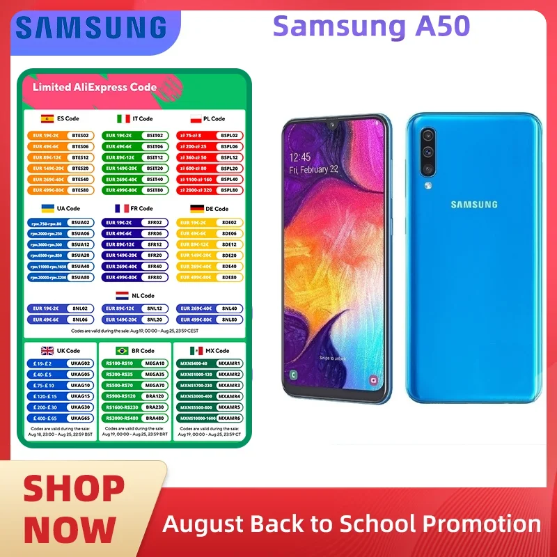 Samsung-Galaxy-A50-4G-SmartPhone-Exynos-9610-4RAM-64G-ROM-6-4inch ...