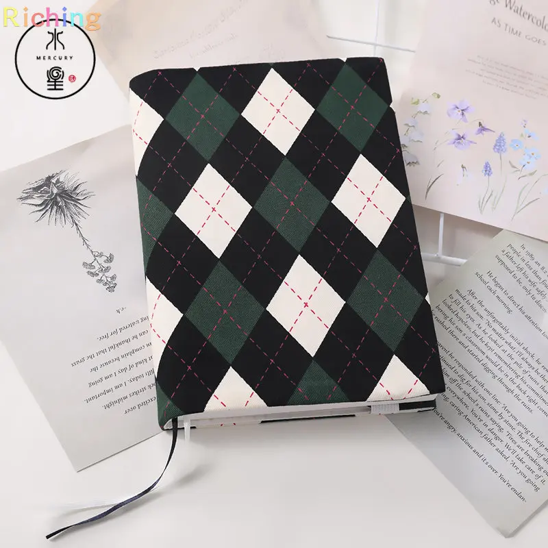 Green-Plaid-Book-Cover-A5-A6-Notebook-Cover-Fabric-Cover-Protective ...