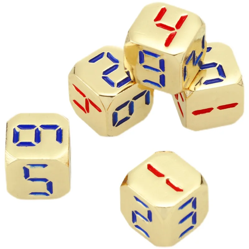 5PCS-1Set-Metal-Dice-Golden-Bronze-Colorful-Numbers-Funny-Game-Dice-Six ...