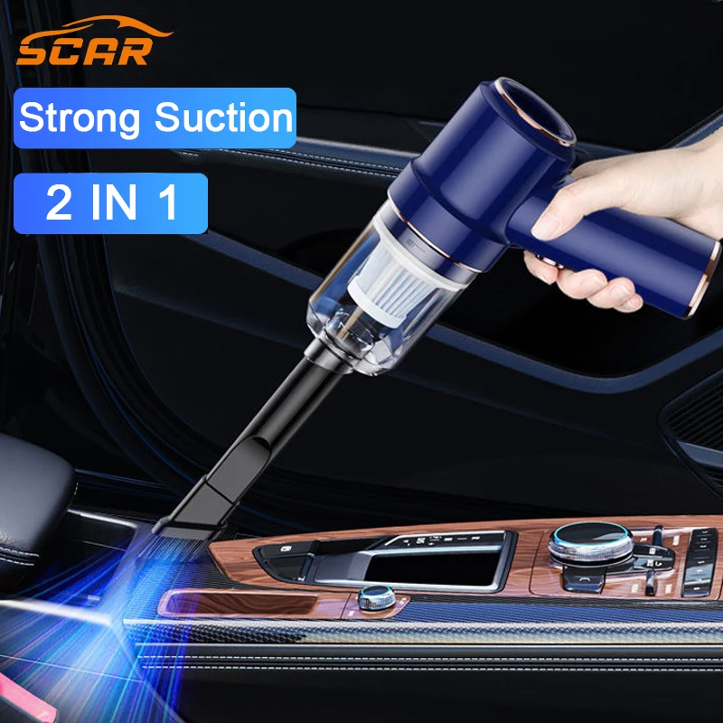 High Suction 2 in 1 Car Vacuum Cleaner Wireless Charging Air Duster ...