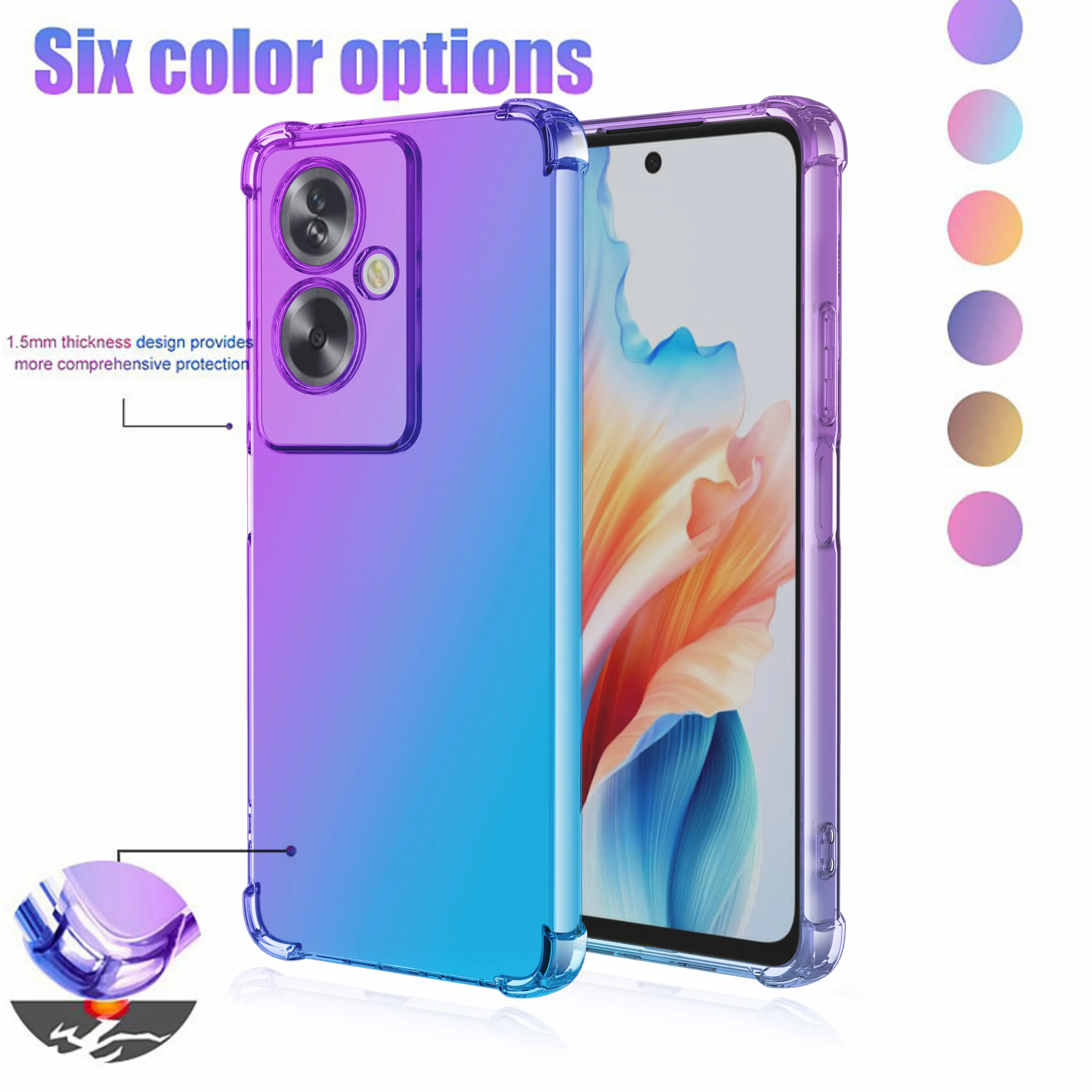 Flexible-Gradient-Colorful-TPU-Case-For-OPPO-A80-A79-A3-Pro-5G-A38-A18 ...