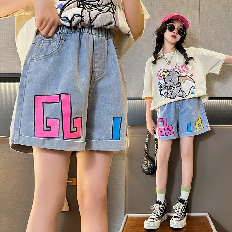 Baby-Girls-Jean-Shorts-Kids-Letter-Short-Pant-Teenagers-Denim-Trousers ...
