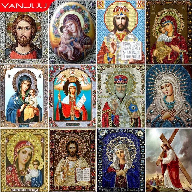 Pintura-de-diamantes-5D-DIY-Jes-s-Virgen-Mar-a-mosaico-de-diamantes ...