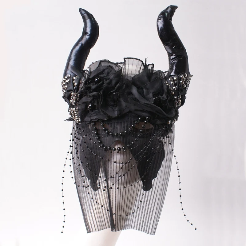 Women Black Mask Women Girl Masquerade Halloween Cosplay Exaggerated ...