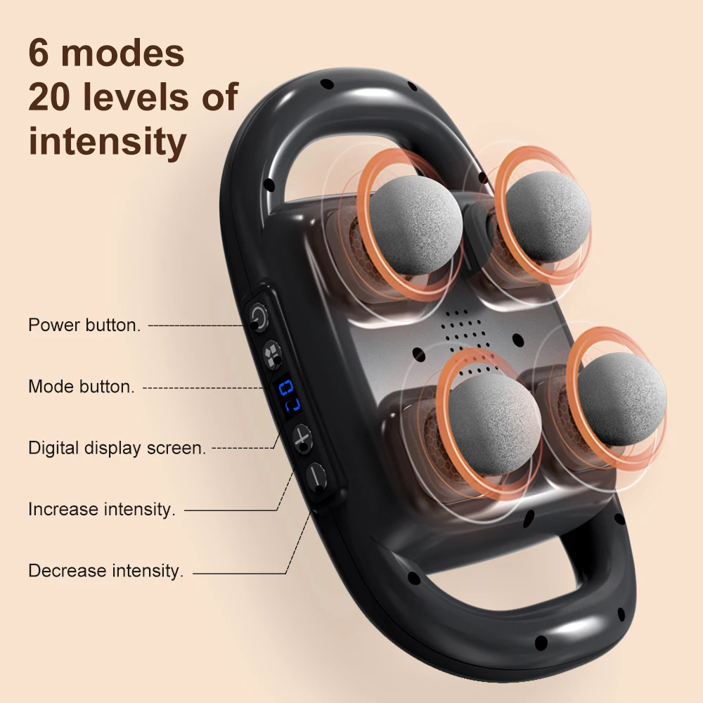 4-Heads-Fascial-Gun-Massage-Electric-Percussion-Pistol-Massager-Body ...