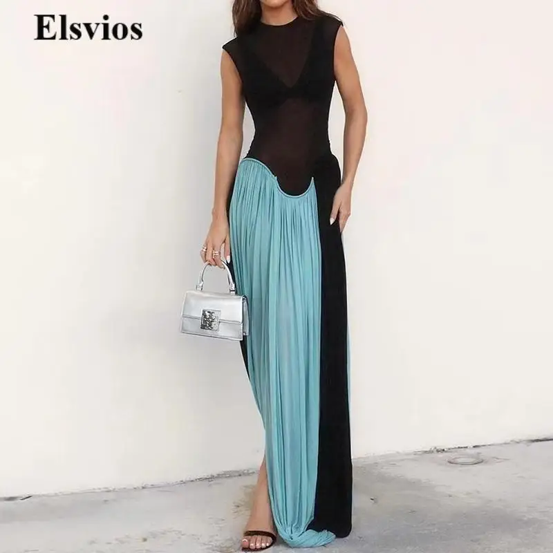 Sexy-Elegant-Sleeveless-Transparent-Club-Dress-New-Women-Draped-Pleat ...