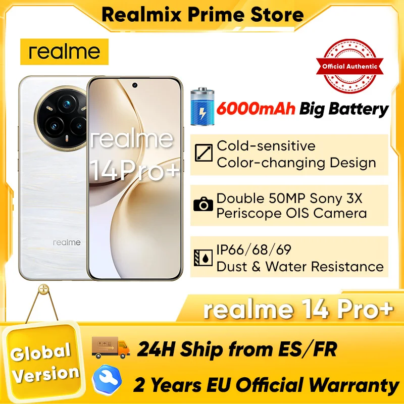 Realme 14 Pro Plus 5g Smartphone Global Version Android Nfc Original Snapdragon 7S Gen 3 6.83 ...