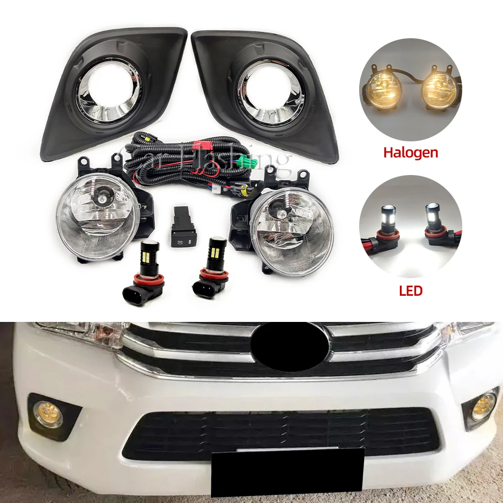 2PCS Front LED DRL Fog Lights For Toyota Hilux Revo 2015 2016 2017 2018 ...