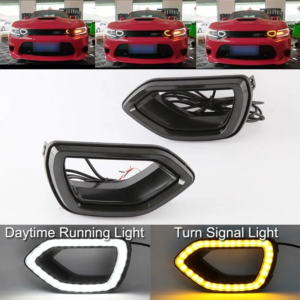 For-2015-2019-Dodge-Charger-SRT-Scat-Pack-Smoke-Grille-LED-Lights-Lamps ...