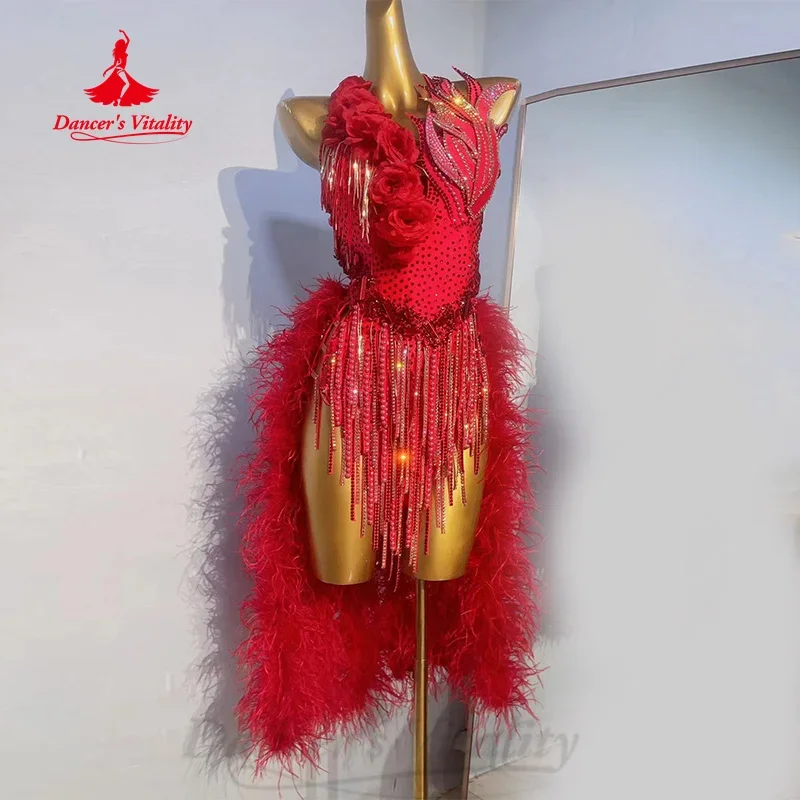 Latin Dance Performance Clothing Women S Customized High Luxury Feather