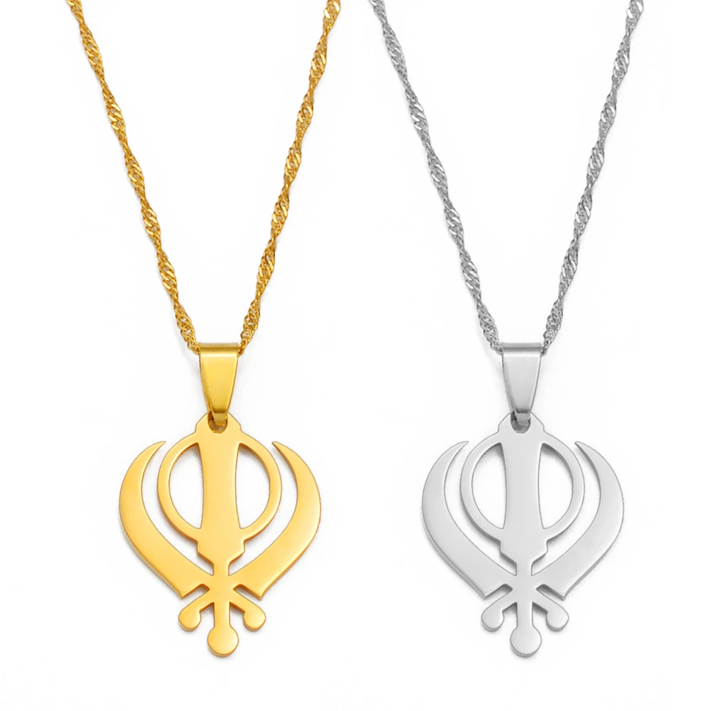 Anniyo Sikhism Necklace Pendant Sikh Khanda Jewelry Gold Color Sikhs ...